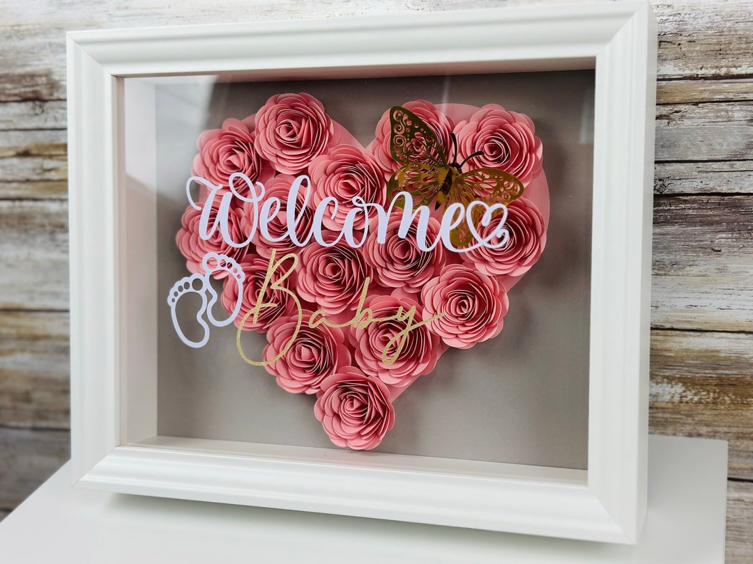 Paper Flower Shadow Box Baby Shower Gift Welcome Baby Gift for Mom ...