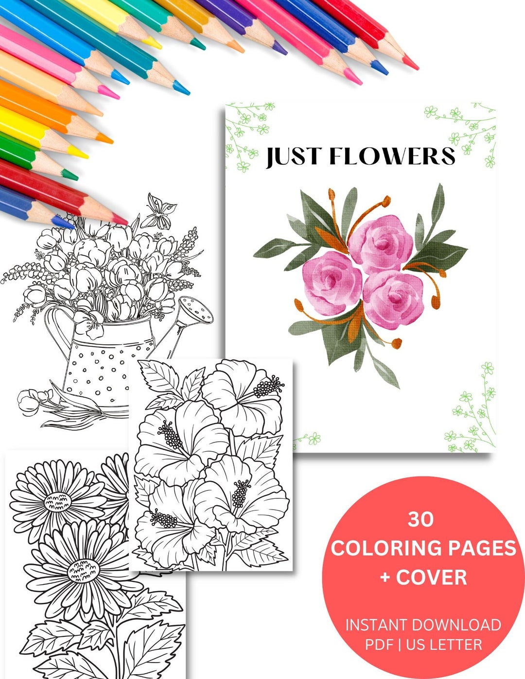 Flower Coloring Pages: Intricate Flowers Adult Coloring Book - Etsy