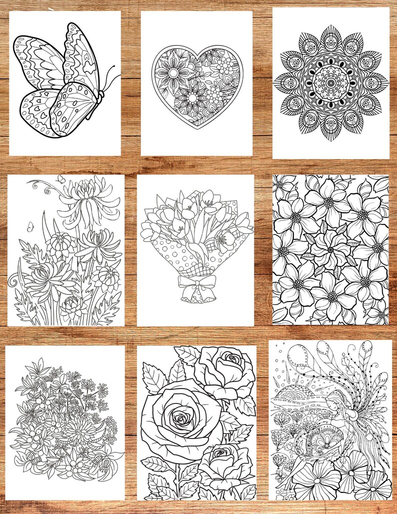 Flower Coloring Pages: Intricate Flowers Adult Coloring Book - Etsy
