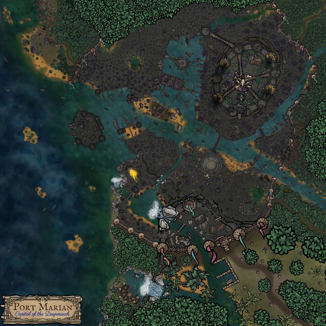 D&D / RPG Map : City Map - "port Marian" - Etsy