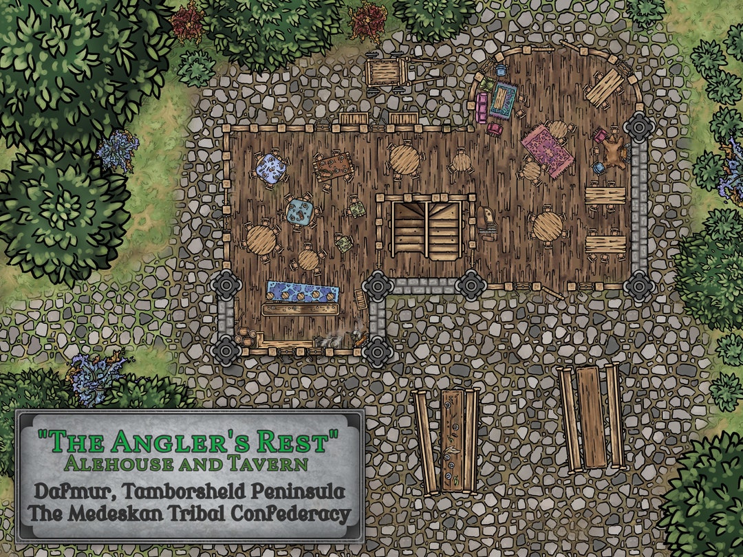 D&D / RPG Map : Tavern Map - "the Angler's Rest" - Etsy