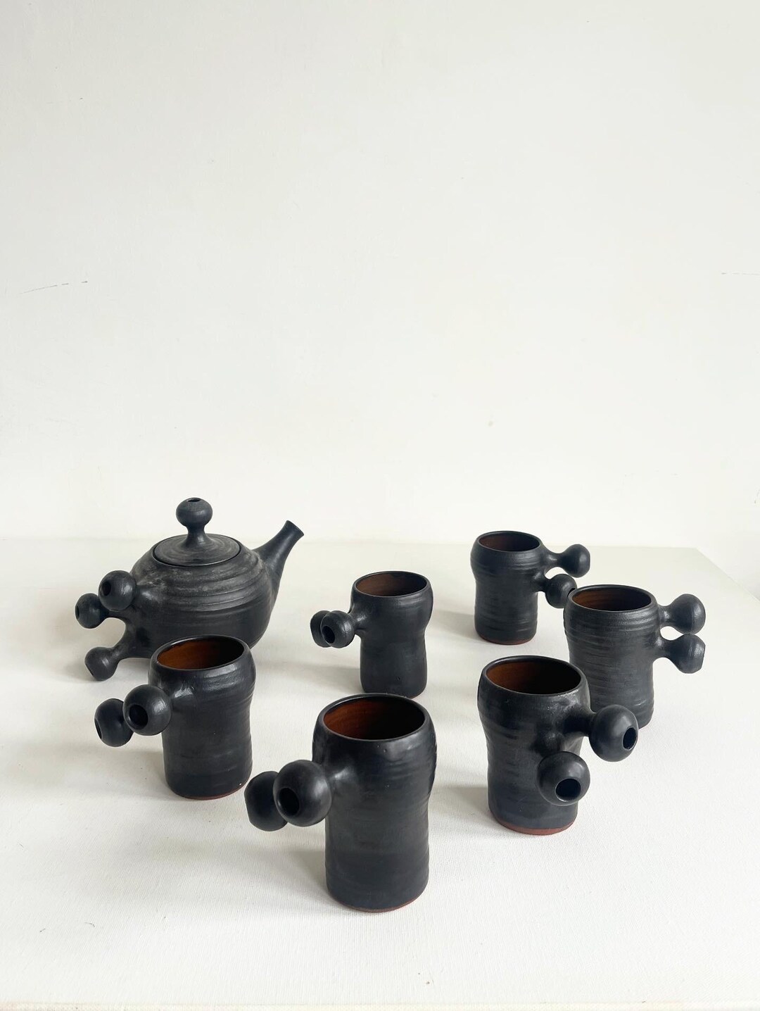 Amazing Vintage 70s 80s 90s Studio Pottery Tea Set Teapot Cups ...