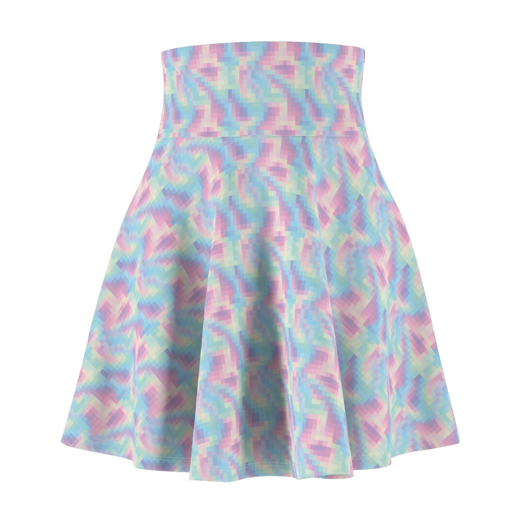 Digital Pixelated Computer Nerd - Women's Skater Skirt 80s Yoga 90s ...