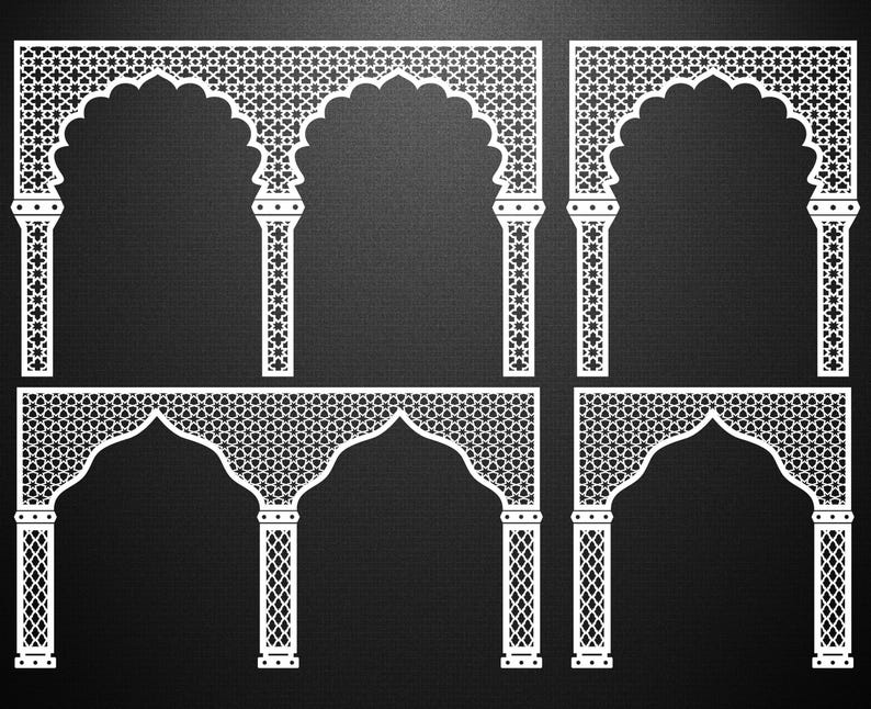 4pcs Decorative Moroccan Arches, Arabic Wall Decor, Islamic Patterns ...