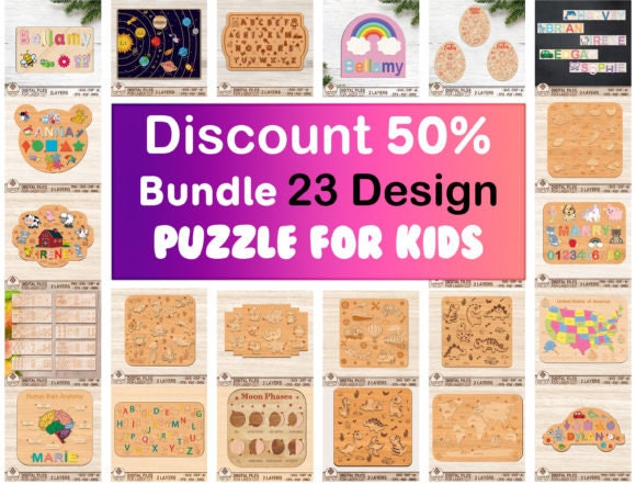 Bundle Puzzle Laser Cut File, Laser Cut PUZZLE File Svg Templates ...