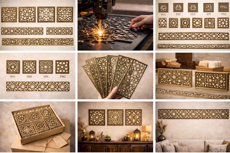 Moroccan Geometric Laser Cut Panel Bundle | 10 Moroccan CNC Patterns ...