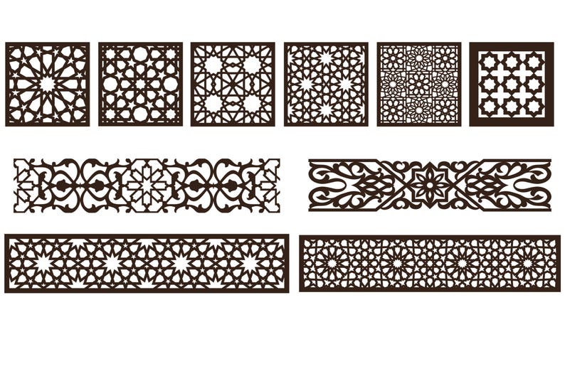 Moroccan Geometric Laser Cut Panel Bundle | 10 Moroccan CNC Patterns ...