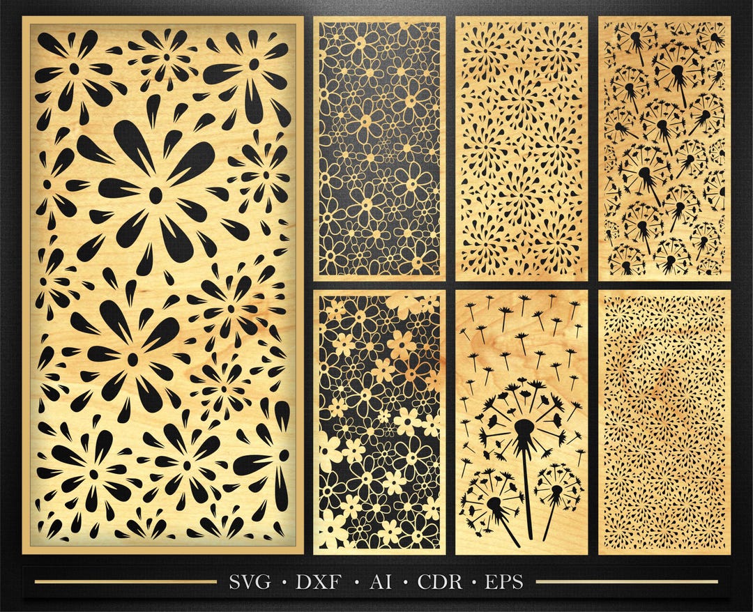 Decorative Panel, Modern Panel Floral Pattern Designs for Laser Cutting ...