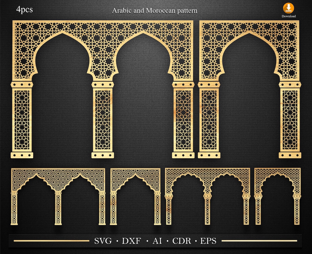 4pcs Decorative Moroccan Arches, Arabic Wall Decor, Islamic Patterns ...
