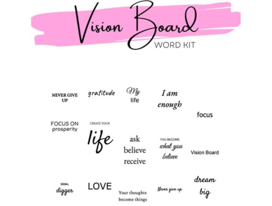 Vision Board Printable | Inspirational Quotes & Words | Vision Board ...