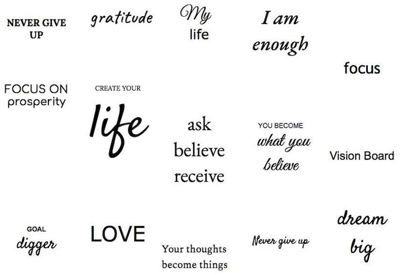 Vision Board Printable | Inspirational Quotes & Words | Vision Board ...