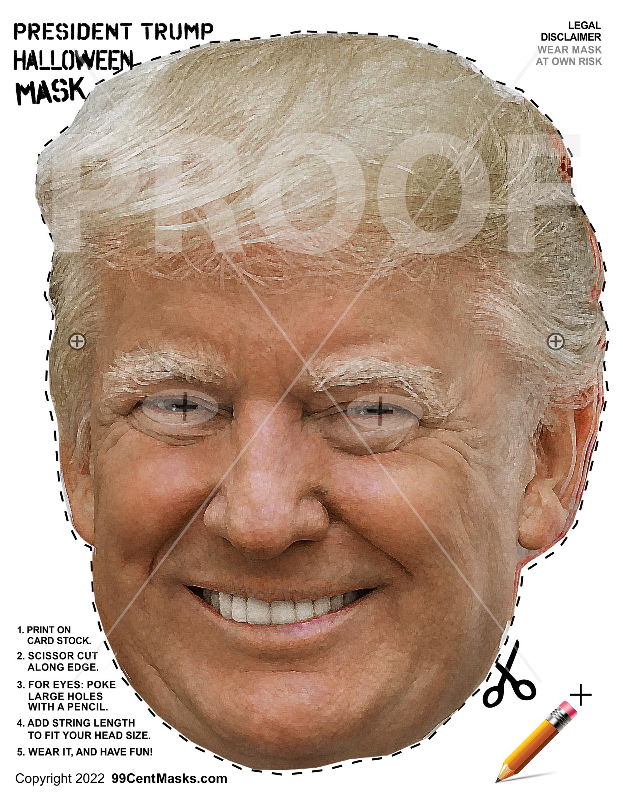 Printable President Trump Halloween Mask (digital Download) - Etsy