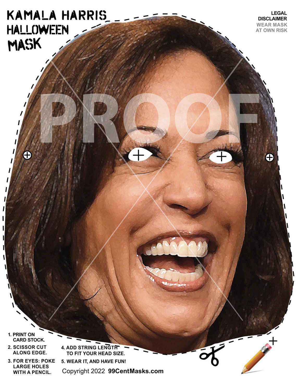 Printable Halloween Mask KAMALA HARRIS Design Download and - Etsy