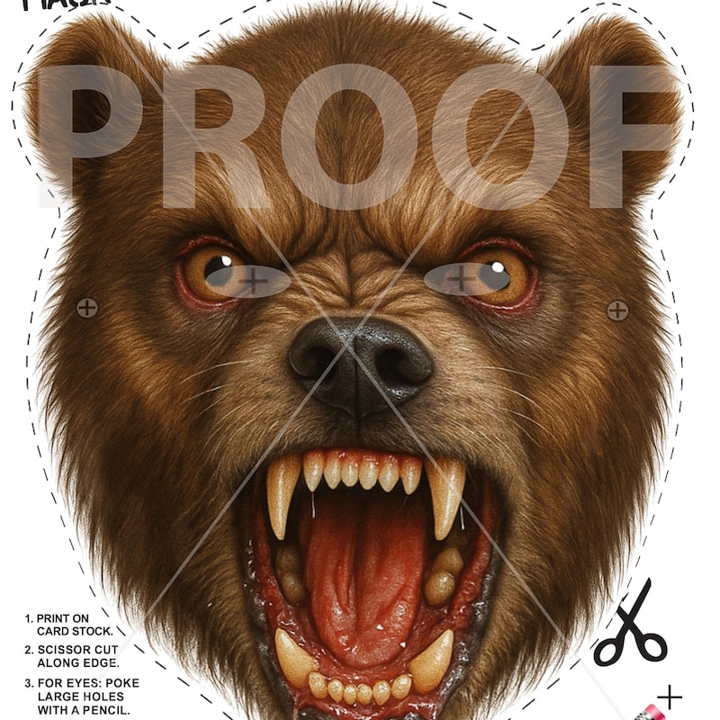 Halloween Scary Bear Mask - Etsy