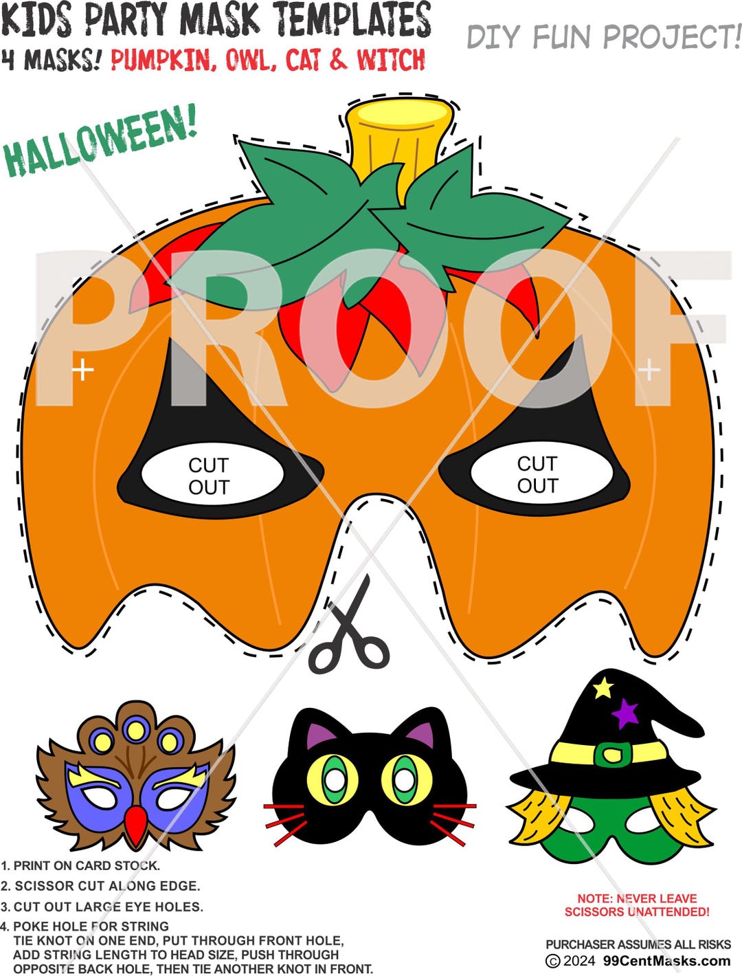 Printable KIDS PARTY Masks - 4 Halloween Designs | Download and Print ...
