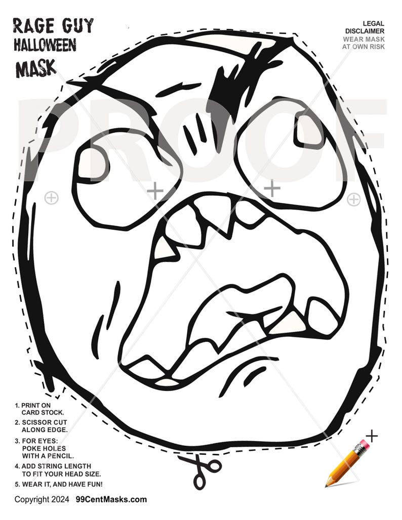 Printable Halloween Mask - Popular RAGE FACE MEME | Download and Print ...