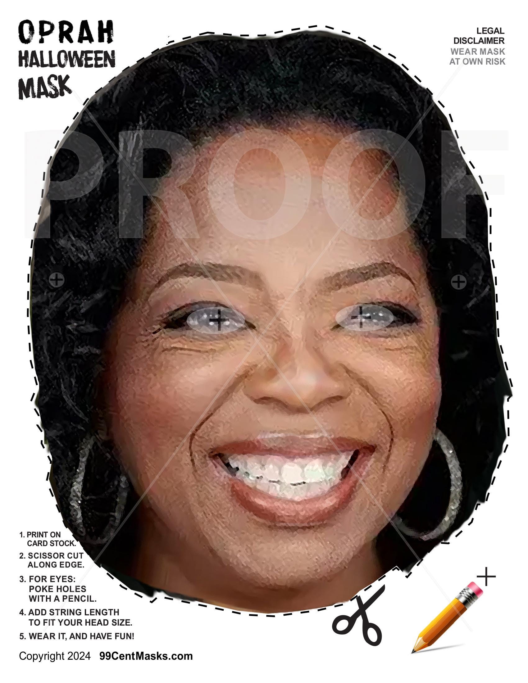 Printable Oprah Halloween Mask: Fun Costume Party (digital Download) - Etsy