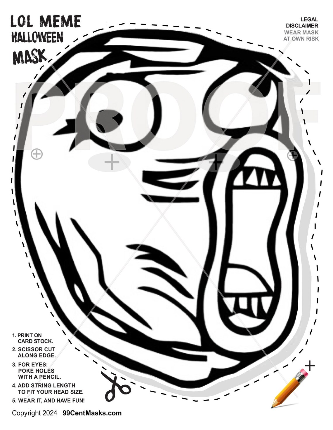 Printable Halloween Mask - Popular LOL FACE MEME | Download and Print ...