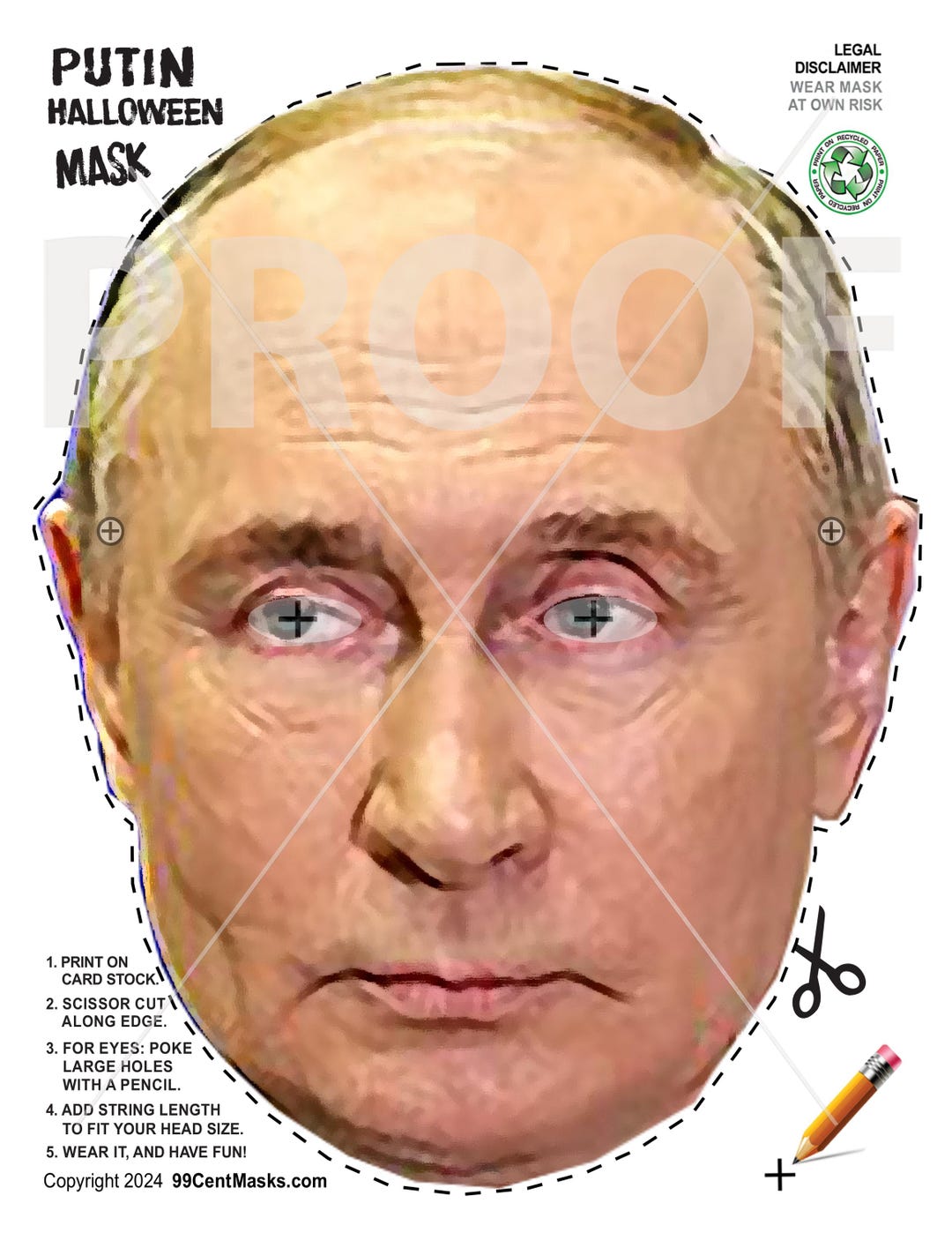 Printable Halloween Mask - VLADIMIR PUTIN Design | Download and Print ...
