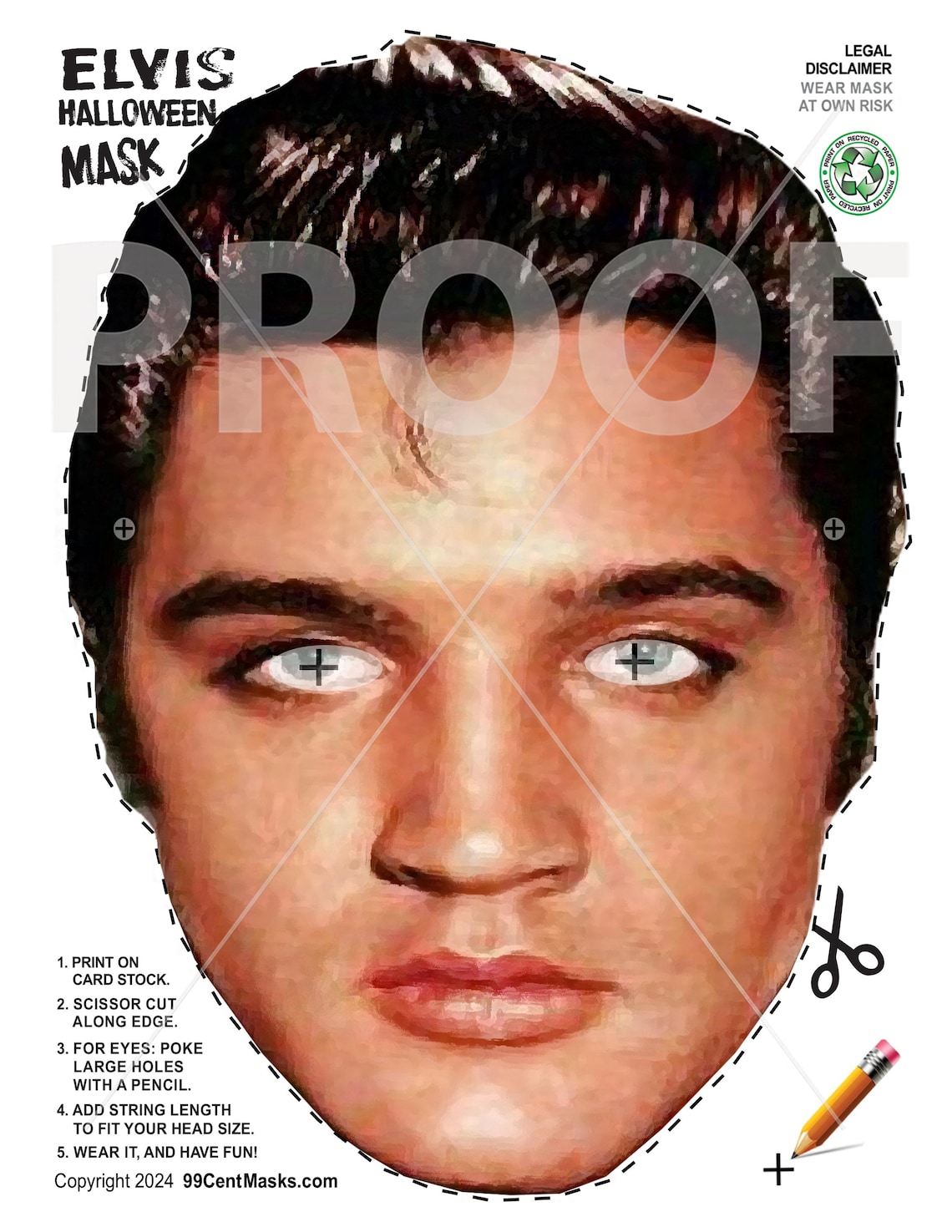 Printable Halloween Mask - ELVIS Design | Download and Print | Fun and ...