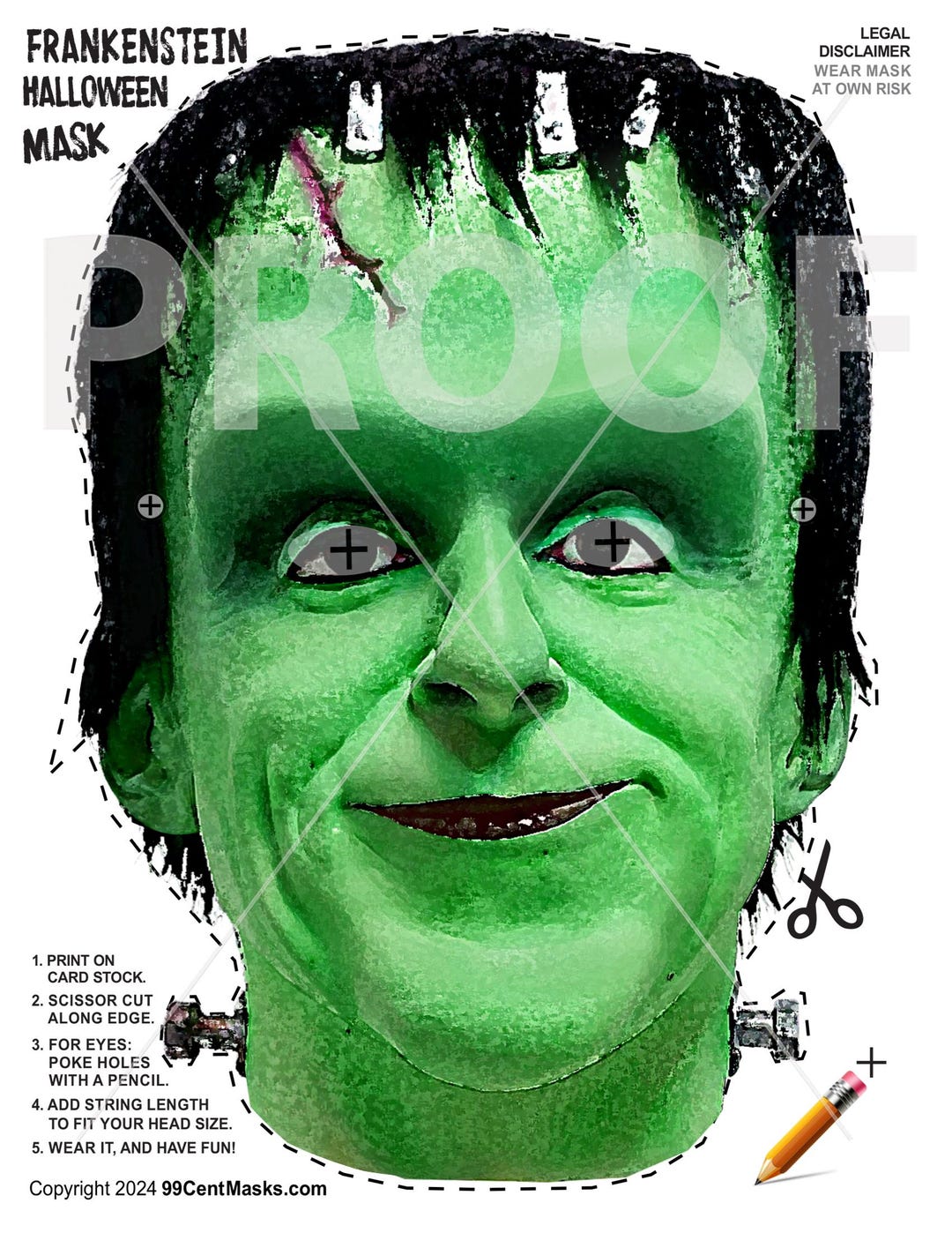 Printable Halloween Mask - FRIENDLY FRANKENSTEIN MONSTER | Download and ...