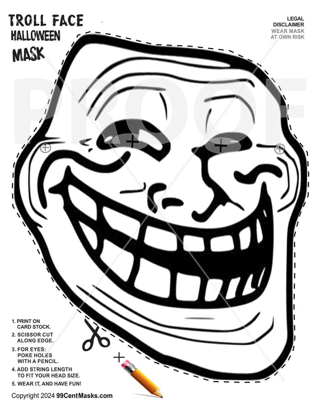 Printable Halloween Mask - Popular TROLL FACE MEME | Download and Print ...