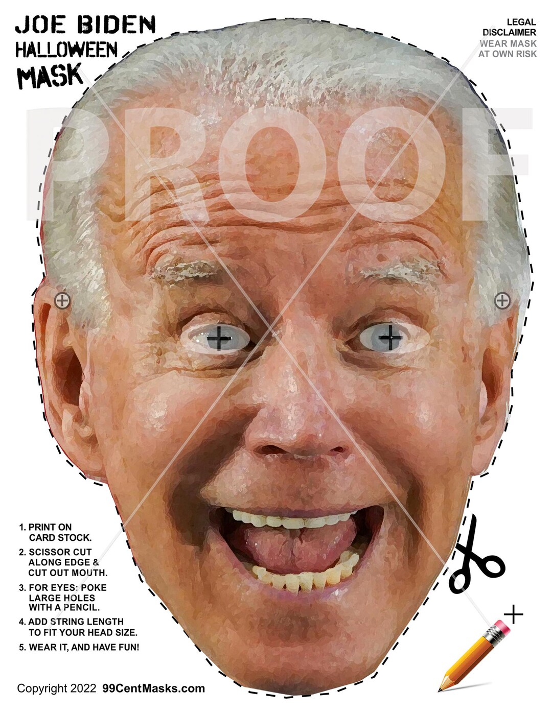 Printable Joe Biden Halloween Mask: DIY Costume Party (digital Download ...