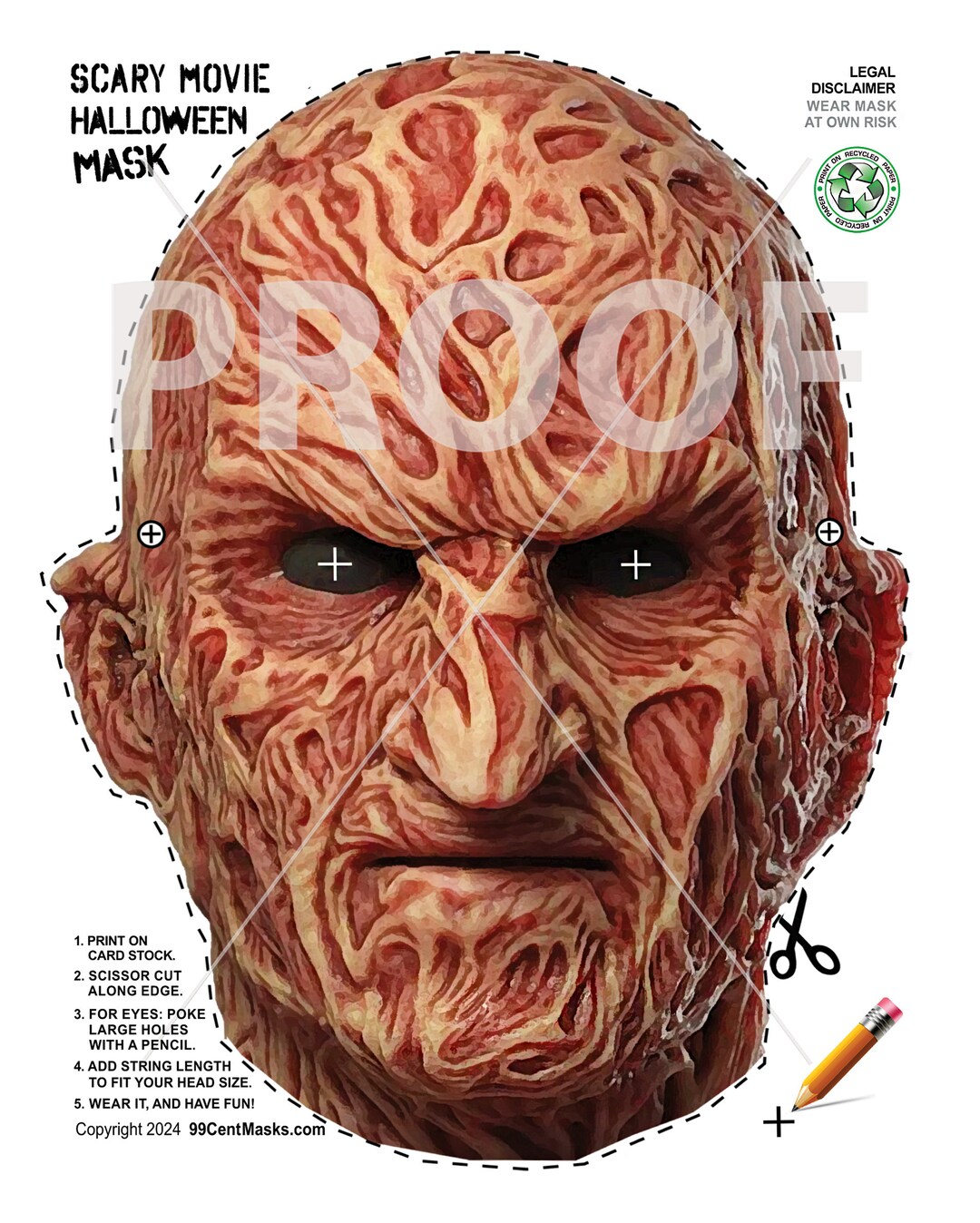 Printable Halloween Mask - Scary Movie Character Design | Download and ...