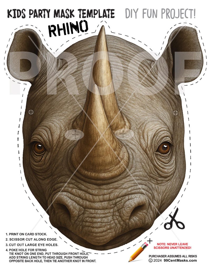Printable Safari Animal Masks – Lion, Cheetah, Gorilla, Giraffe, Rhino ...