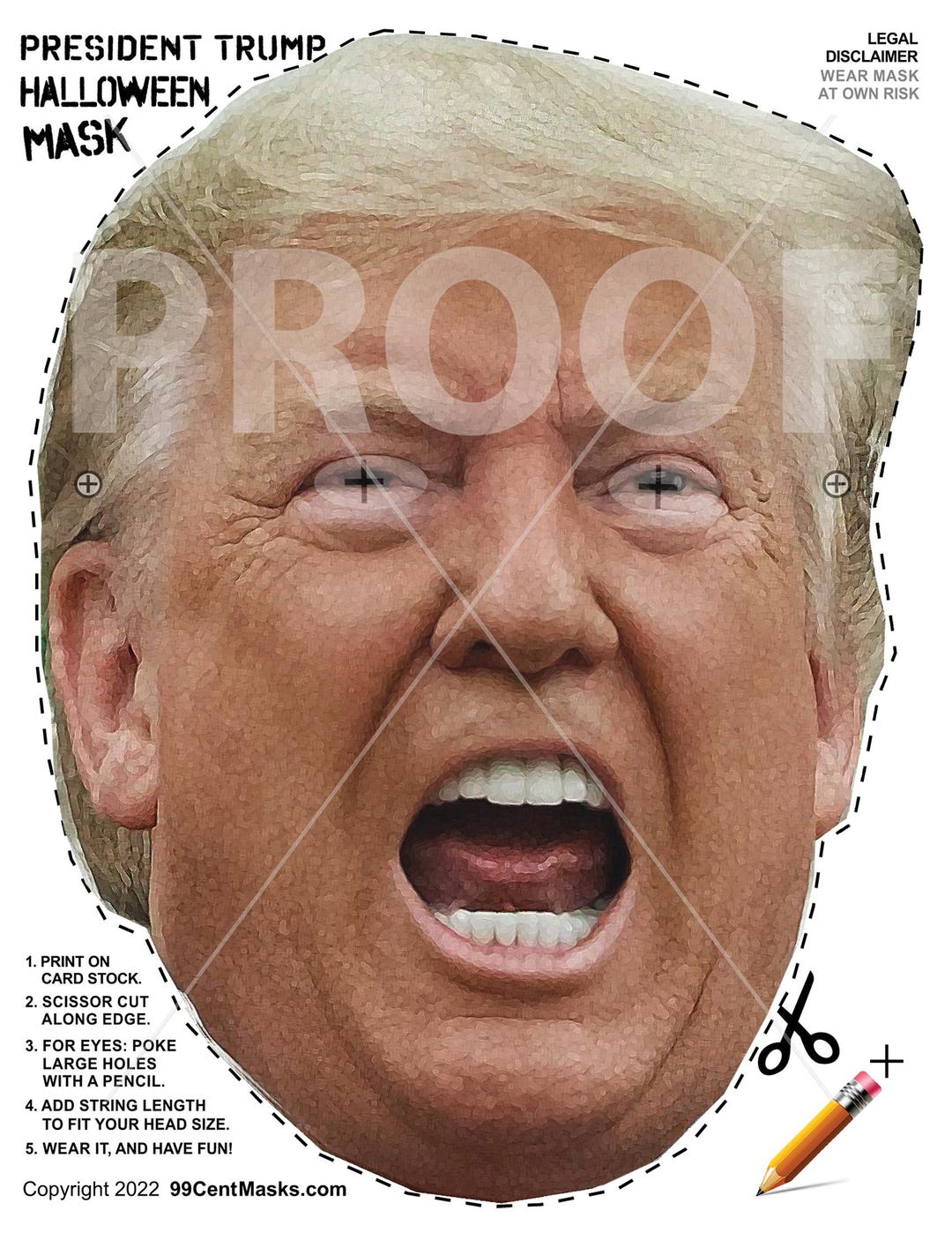 Printable President Trump Halloween Mask (digital Download) - Etsy