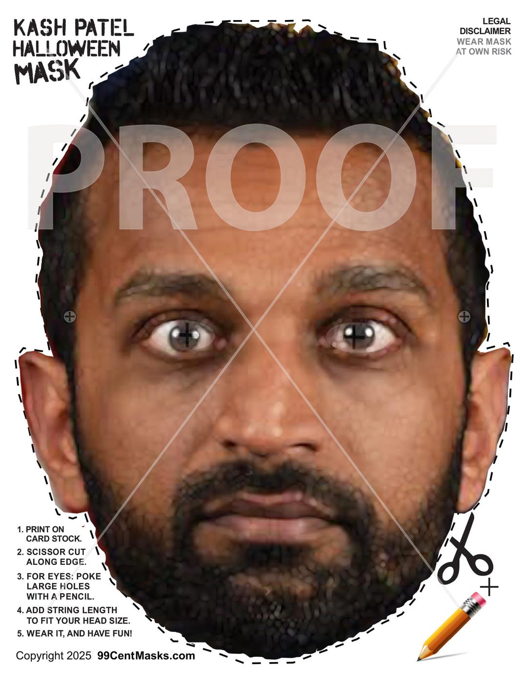KASH PATEL Halloween Mask: Political Costume (digital Download) - Etsy