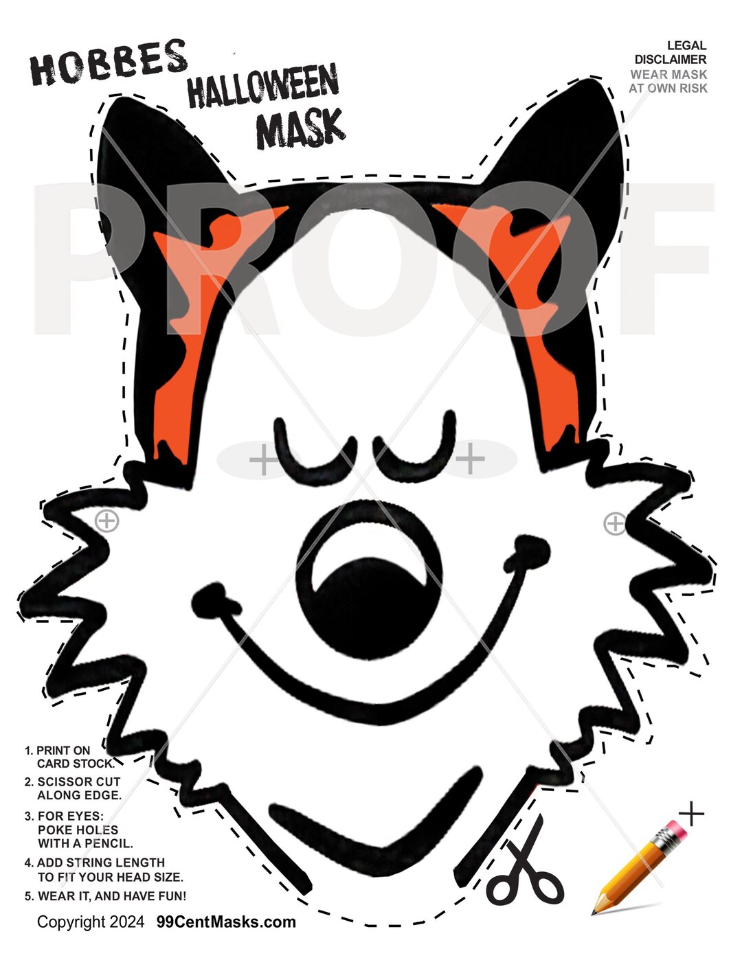 Printable Halloween Mask - HOBBES Mask | Download and Print | Fun and ...