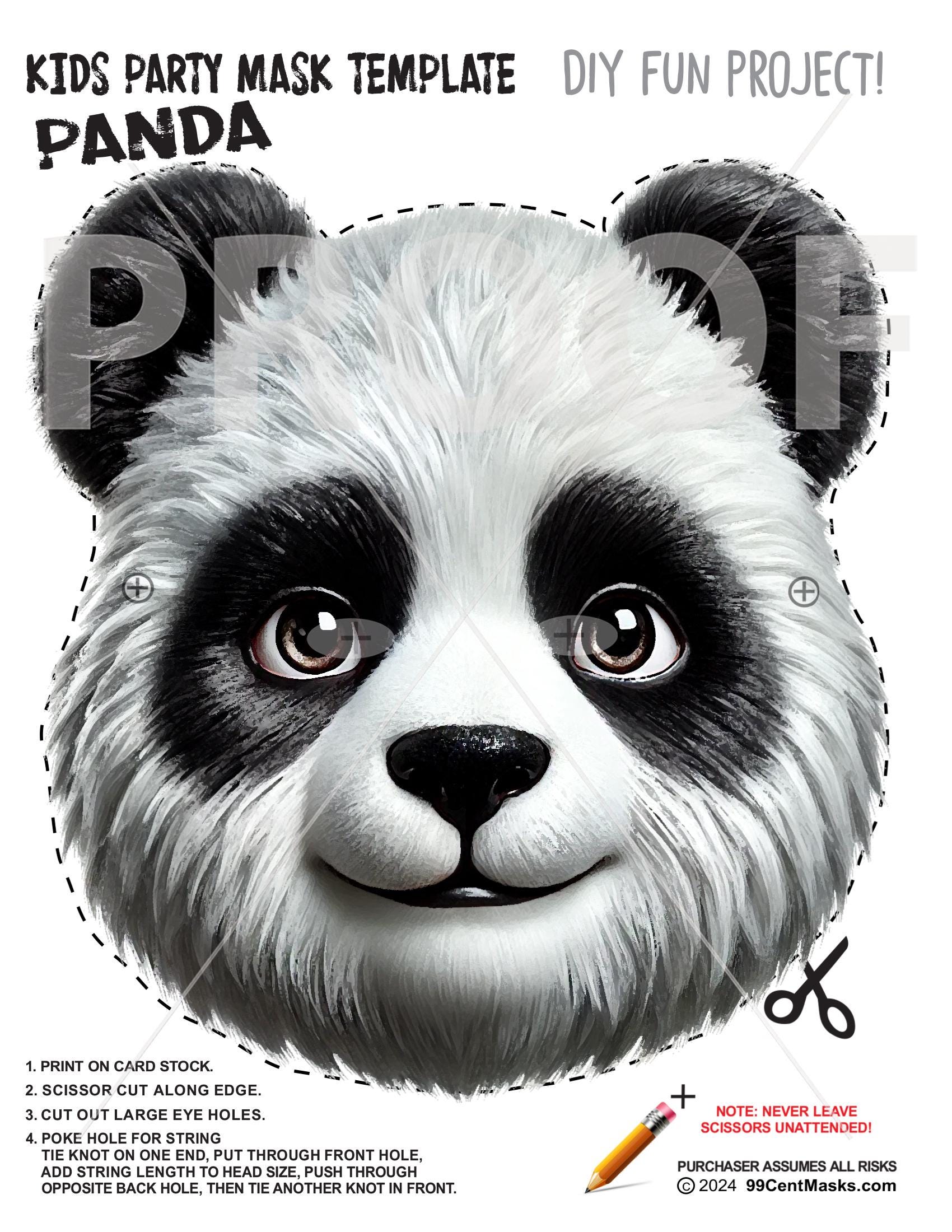 Printable KIDS PARTY Mask - Realistic PANDA Mask | Download and Print ...