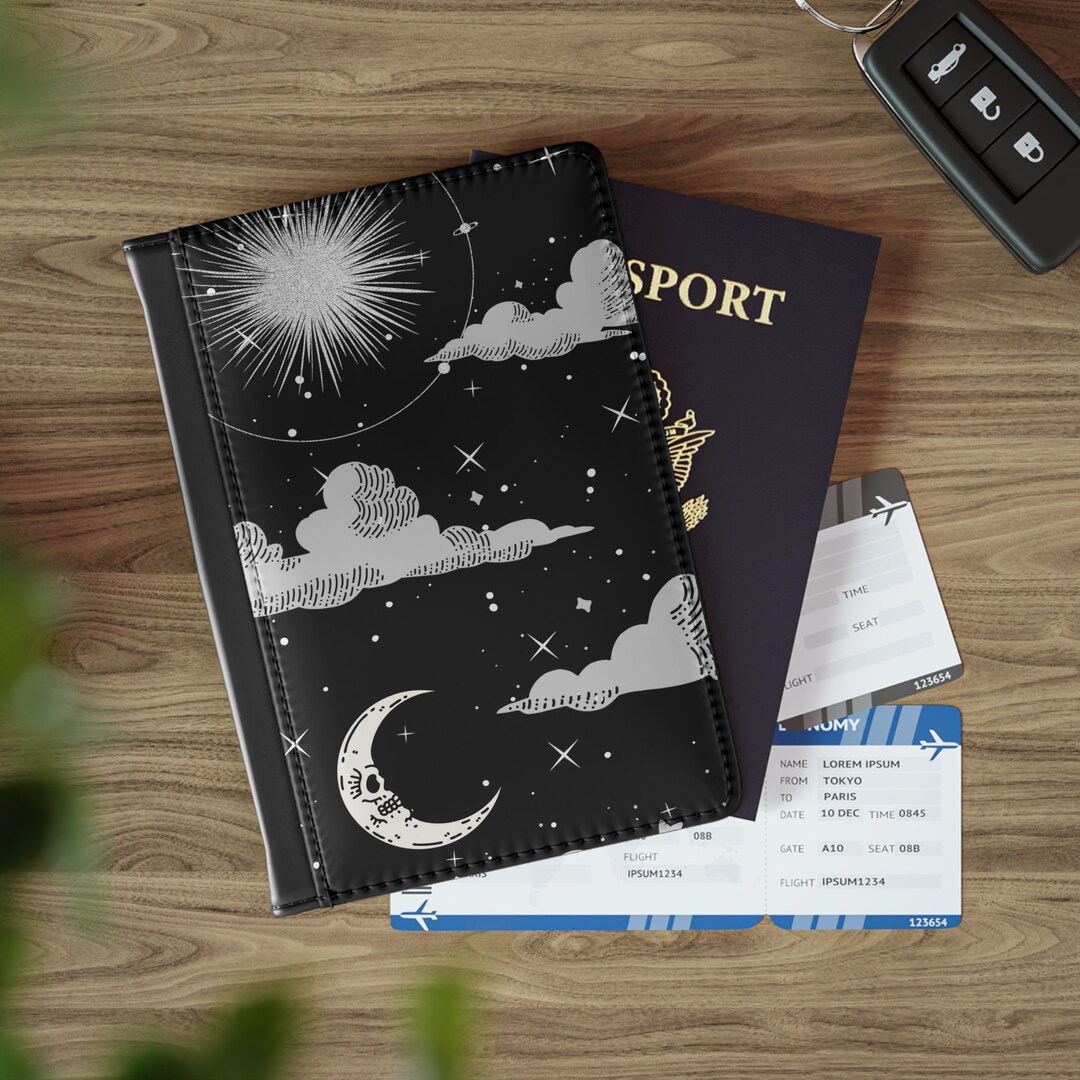 Goth Passport Cover, Goth Celestial Moon and Stars Aesthetic, Travel ...