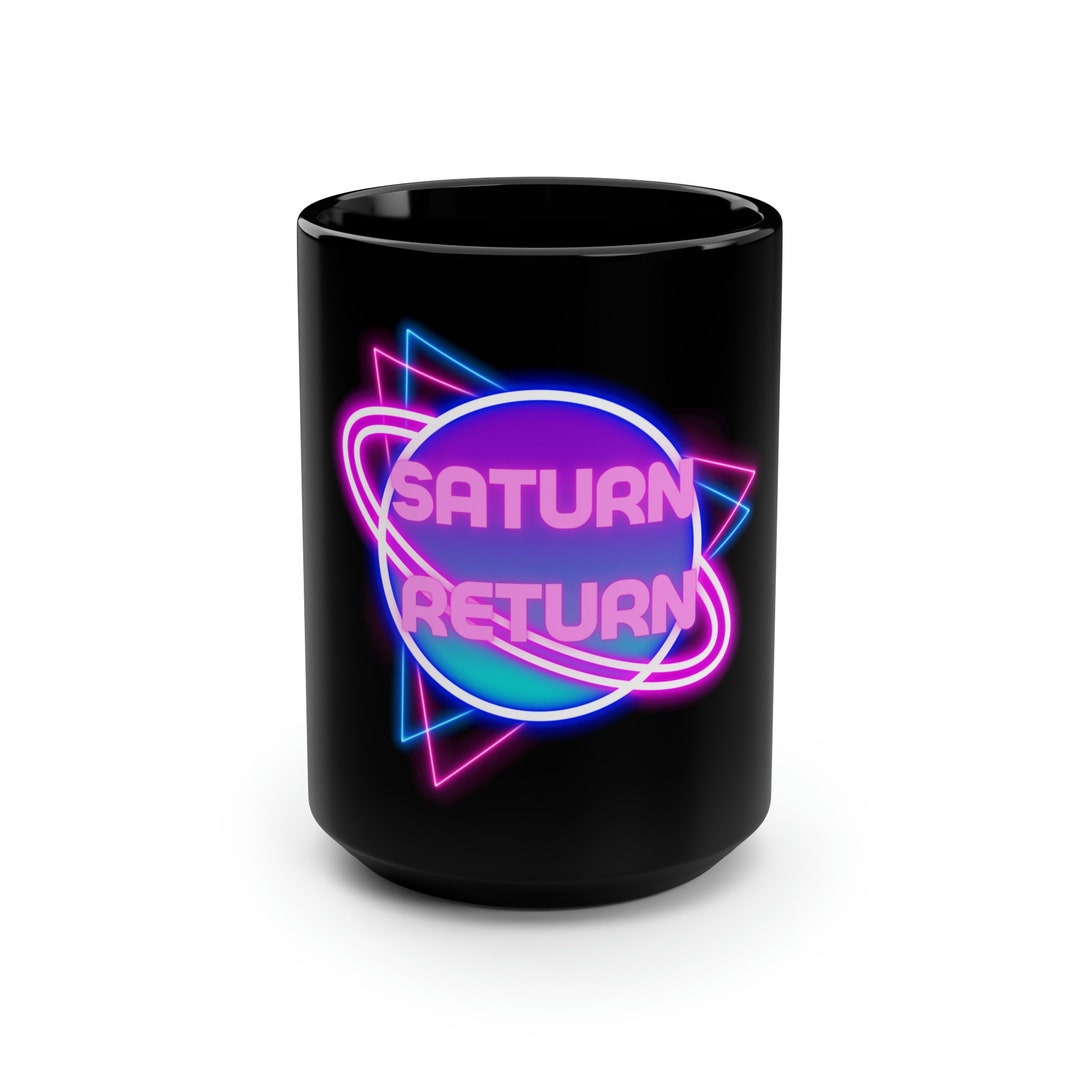 Saturn Return Neon Retro Vaporwave Astrology Black Mug, 15oz - Etsy