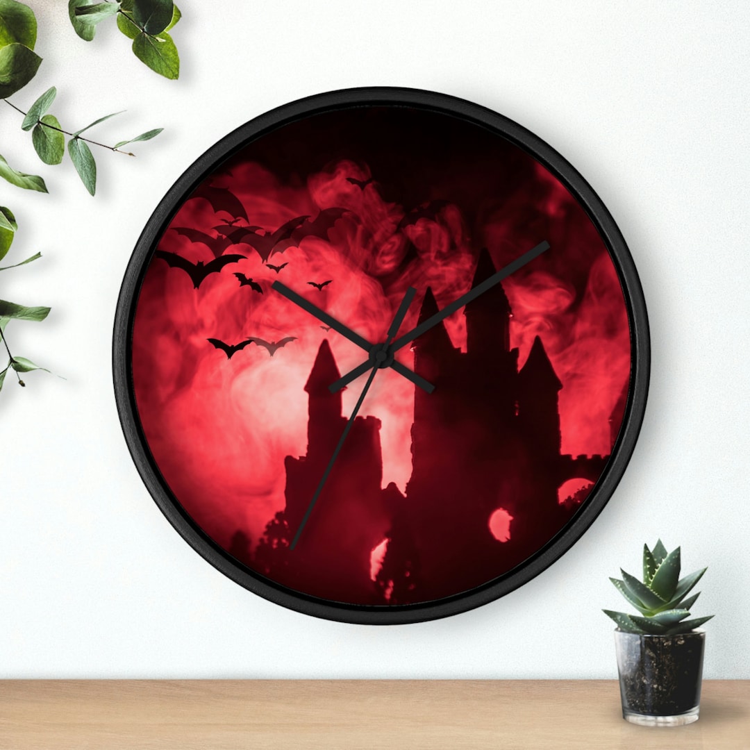 Goth Home Decor Gothic Aesthetic Clock With Bats and Castle - Etsy
