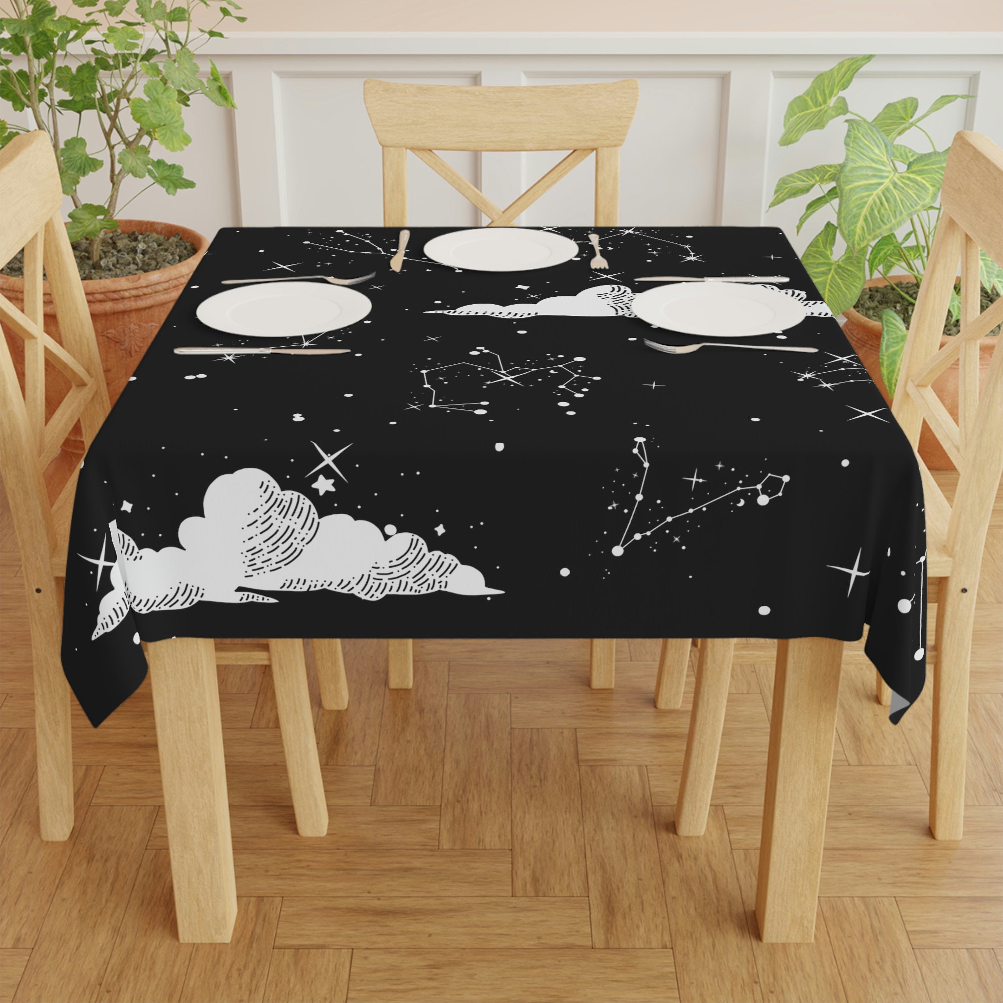 Goth Celestial Aesthetic Witchy Astrology Night Sky Tablecloth, Witchy ...
