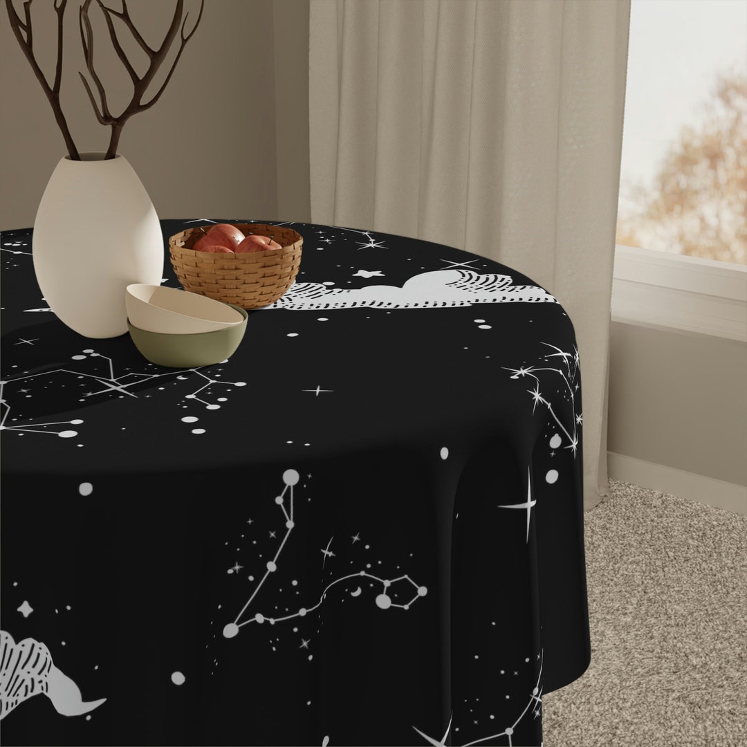 Goth Celestial Aesthetic Witchy Astrology Night Sky Tablecloth, Witchy ...