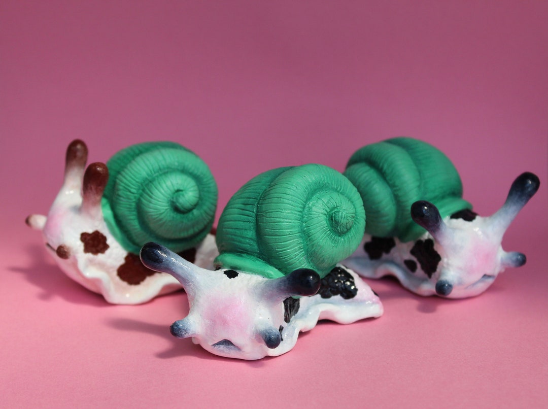 Cow Snail | Handmade Polymer Clay Cute Collectible Cow Snail Sculpture ...