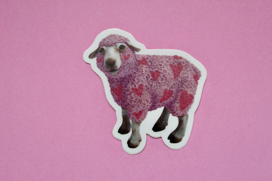 Love Heart Sheep Vinyl Sticker | Collectible Cute Pink Heart Farmyard ...