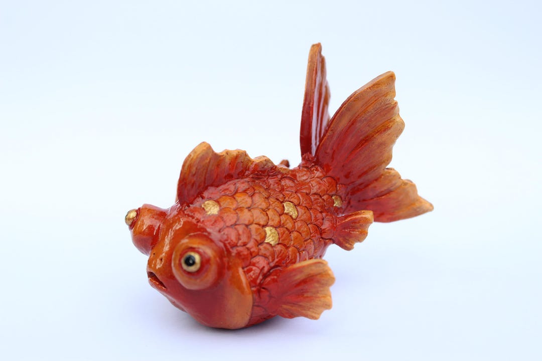 Cleo - Handmade Handpainted Small Polymer Clay Goldfish Statue ...
