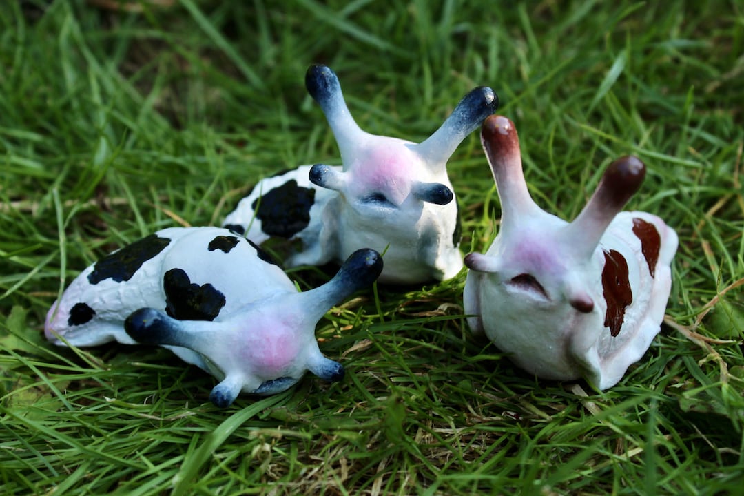 Cow Slug | Cute Handmade Cow Print Slug Polymer Clay Figurine Ornament ...