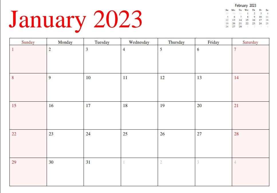 2023 Calendar Blank, Minimalist | Printable | INSTANT DOWNLOAD - Etsy