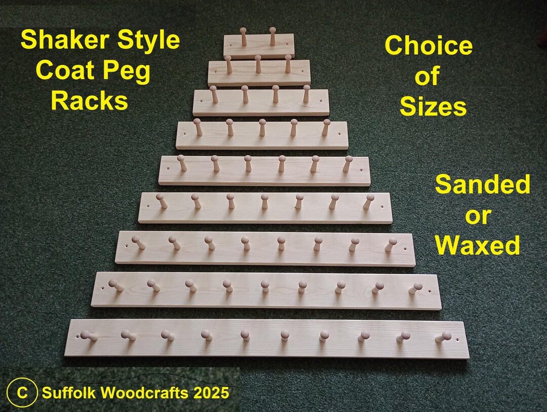 Shaker Style Coat Peg Rack (choice of Sizes) - Etsy UK
