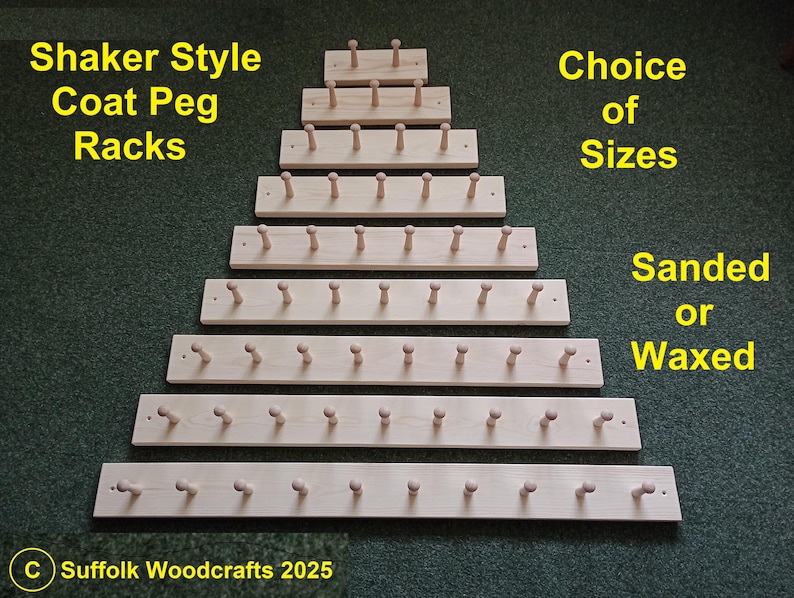 Shaker Style Coat Peg Rack (choice of Sizes) - Etsy UK