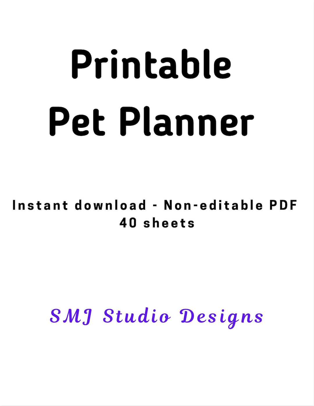 Printable Pet Planner, Pet Information Binder, Pet Sitter Notes, Pet ...