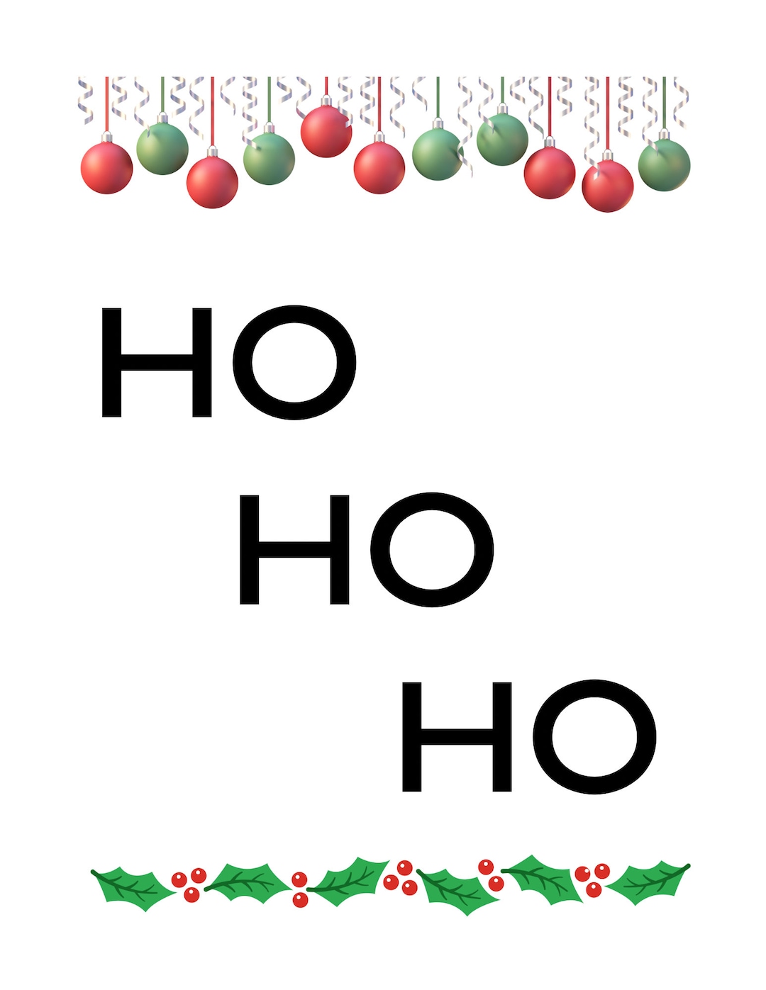 Ho Ho Ho Christmas Printable, Christmas Wall Art, Merry Christmas ...