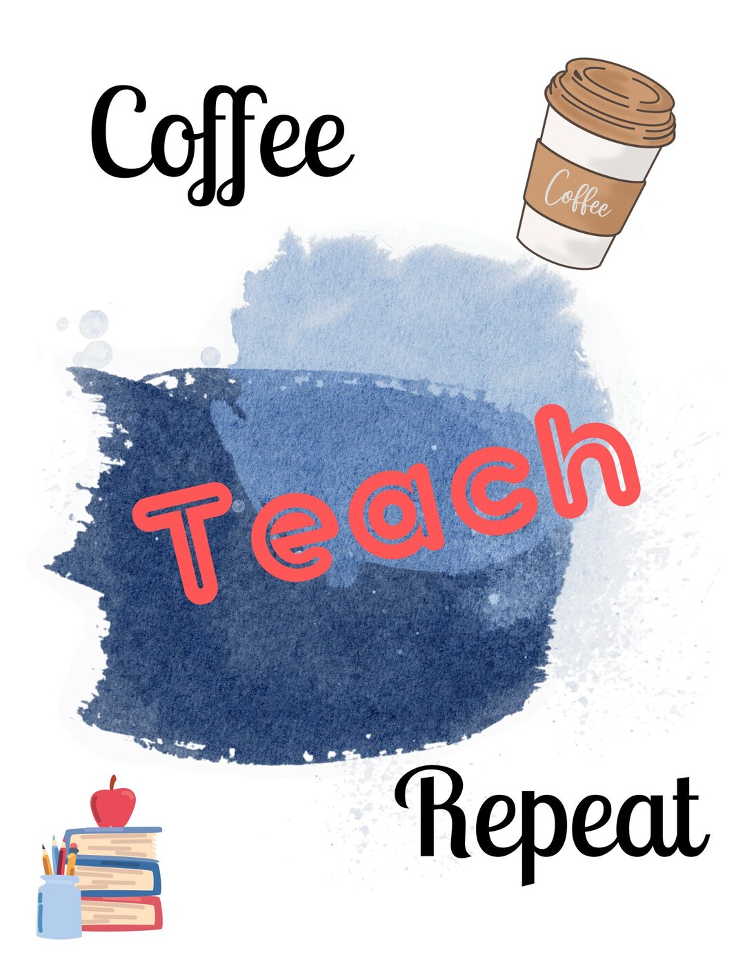 Coffee Teach Repeat Wall Art, Printable Wall Art, Coffee Poster ...
