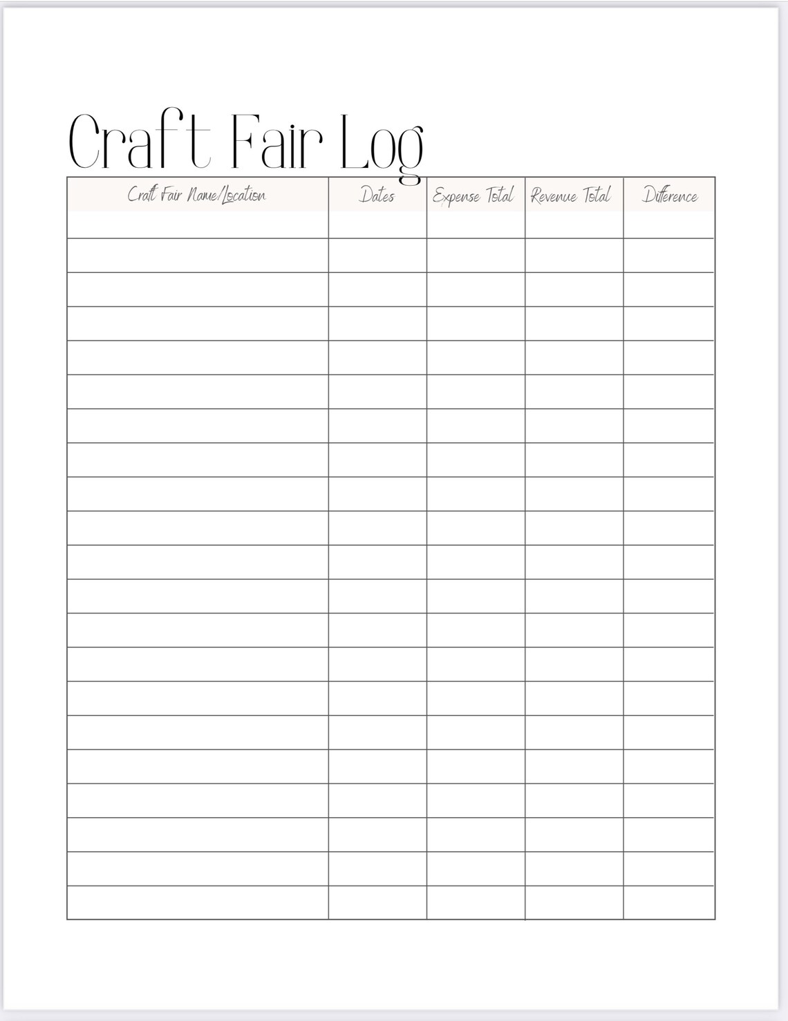 Pink Craft Fair Planner, Craft Show Templates, Inventory Sheet, Order ...