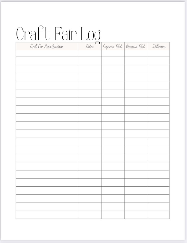 Pink Craft Fair Planner, Craft Show Templates, Inventory Sheet, Order ...